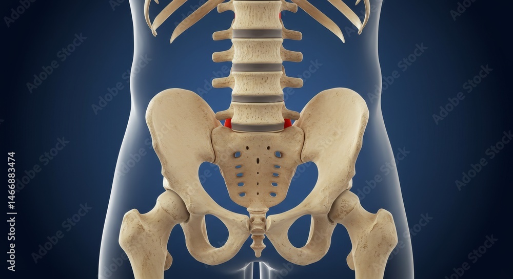 Human Sacroiliac Joint Anatomy - Detailed anatomical illustration of ...
