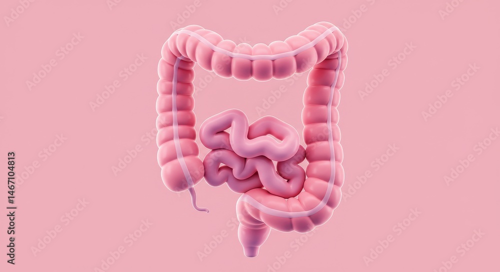 Human Digestive System: Detailed 3D Model of the Large Intestine Stock ...