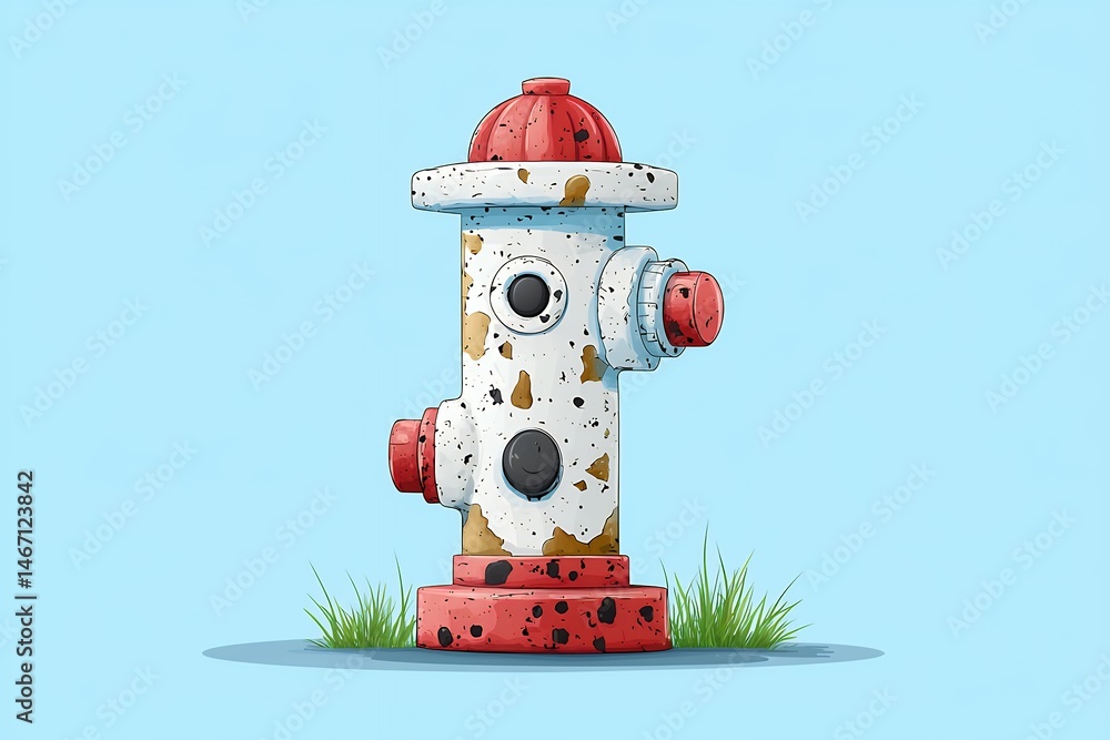 Weathered Red and White Fire Hydrant Pixel Art Illustration Stock ...