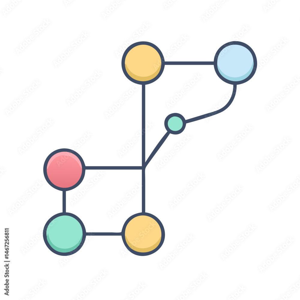 Branching diagram network node graph connection structure hierarchy tree system process flow ...