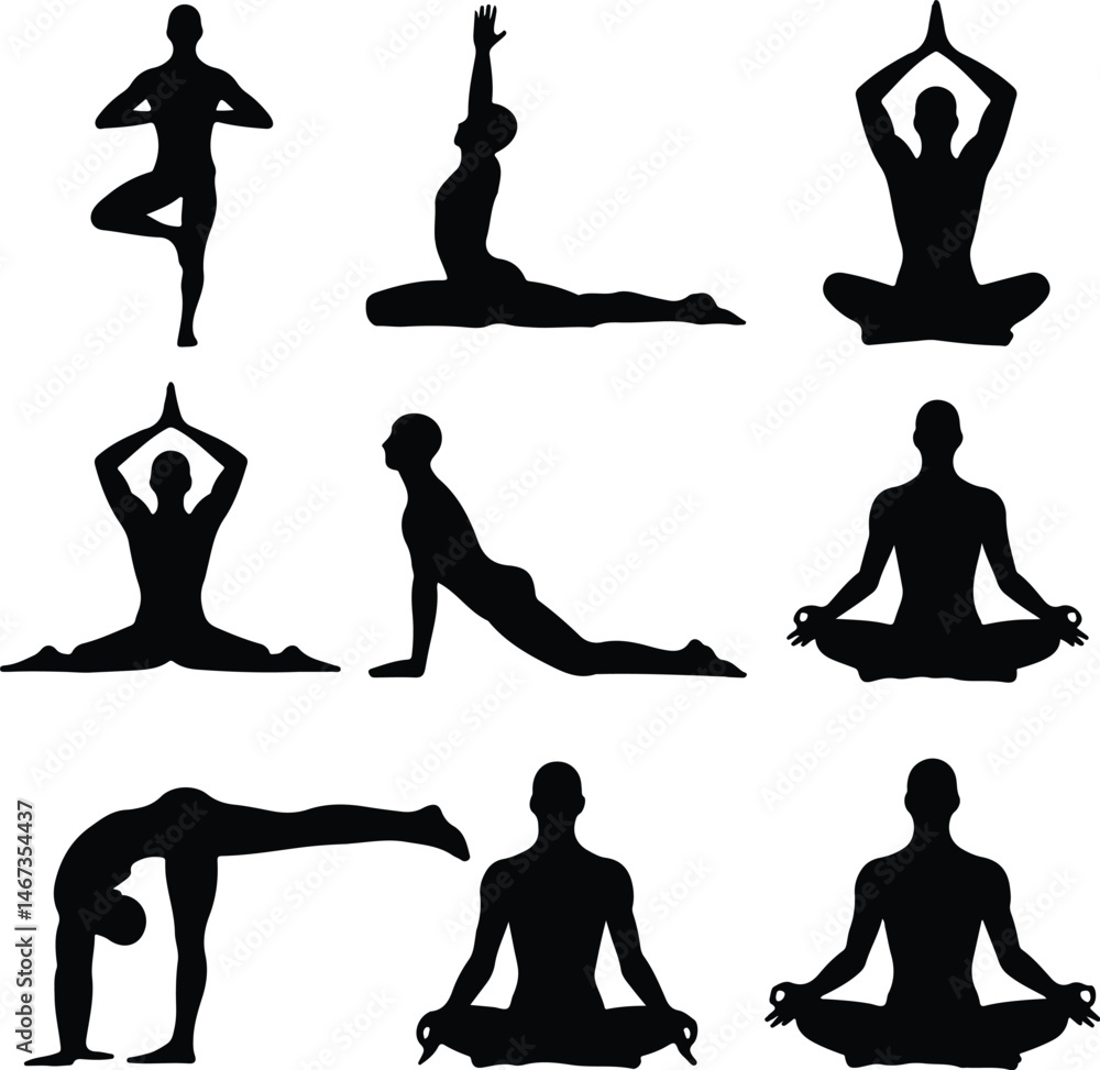 Male Body Posing Silhouette Set | Human Figure Art Poses Man Body Pose ...