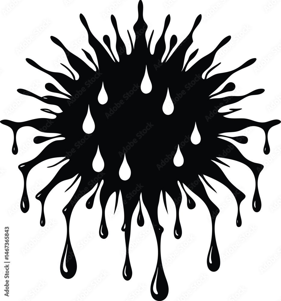 Single Blood Splatter Illustration Black and White Vector Art Featuring ...