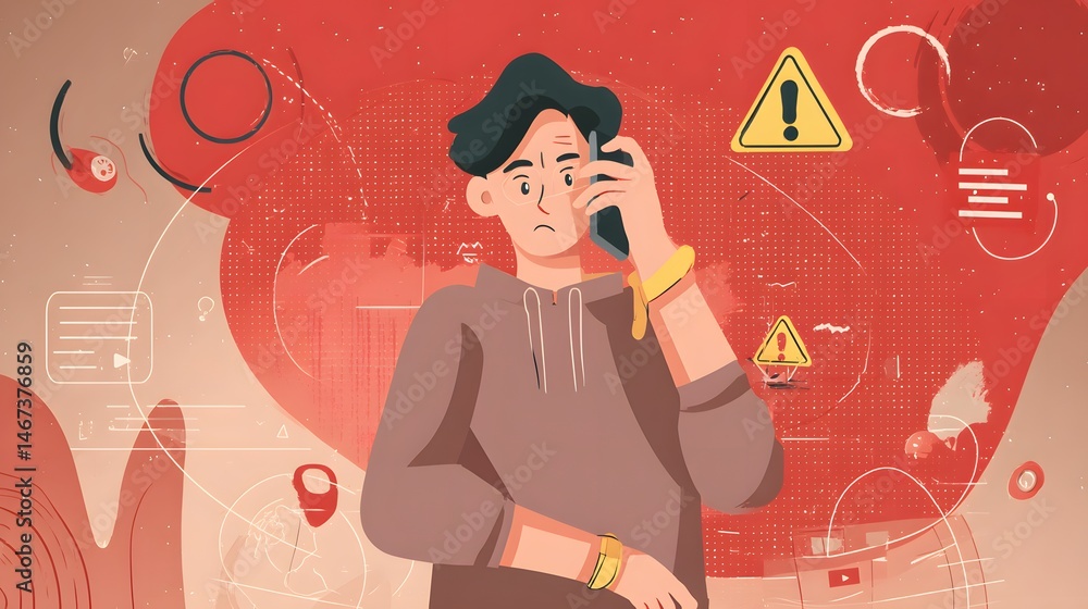 Illustrative Digital Concept Depicting a Person Receiving a Scam Call ...