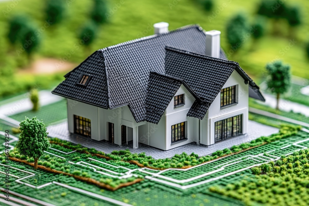 Architectural house model displaying a concept of modern residential ...