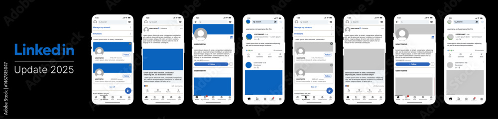 LinkedIn UI mockup template - Light and Dark Mode. LinkedIn profile ...