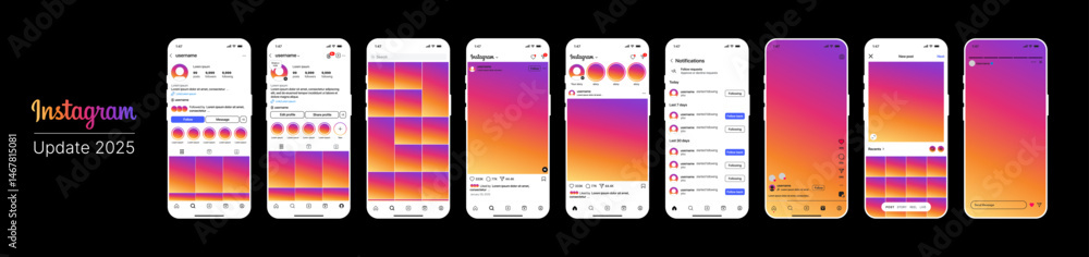 Instagram post story reels mockup template with updated 2025 grid size ...