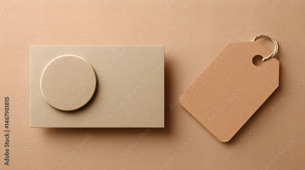 Elegant Beige Packaging Mockup Box and Tag Design Template Stock Photo ...