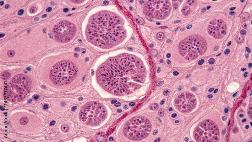 Ilustración de Stock Histology of hepatocytes with polyploidy ...