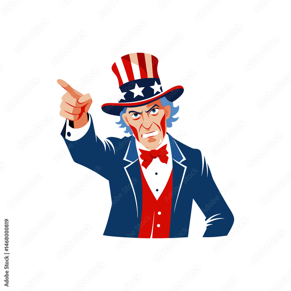 Uncle sam pointing finger on transparent background Stock Illustration ...