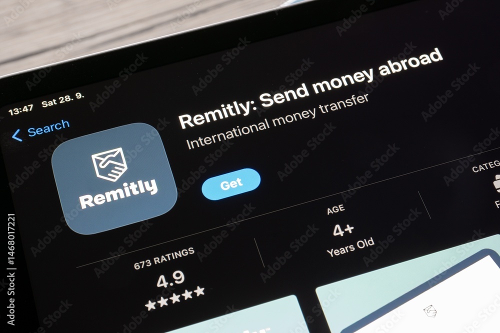 Apple app store with Remitly mobile application to send money abroad ...