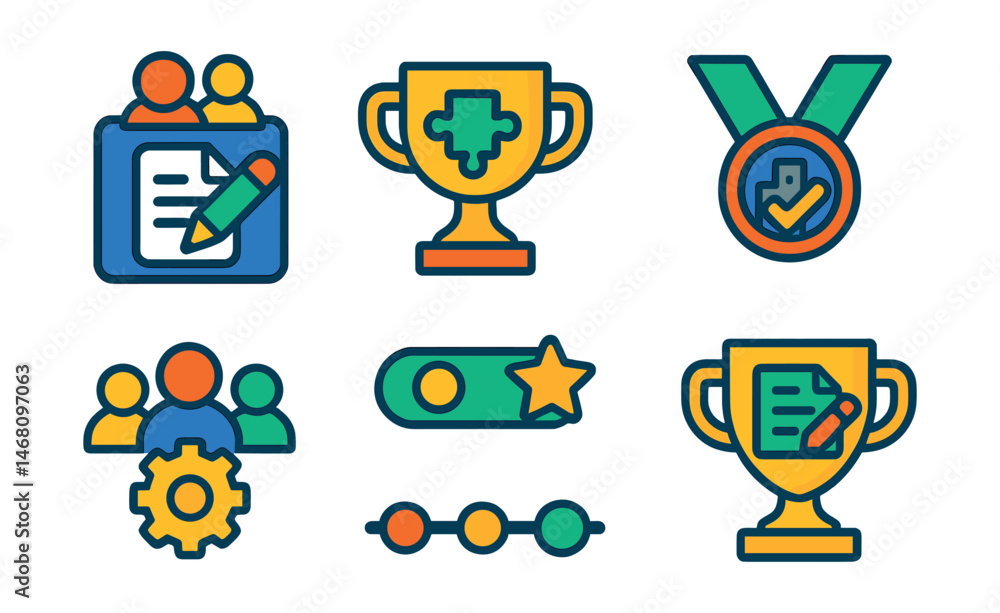 Flat vector icons of world collaboration tools: multi-user edit mode ...