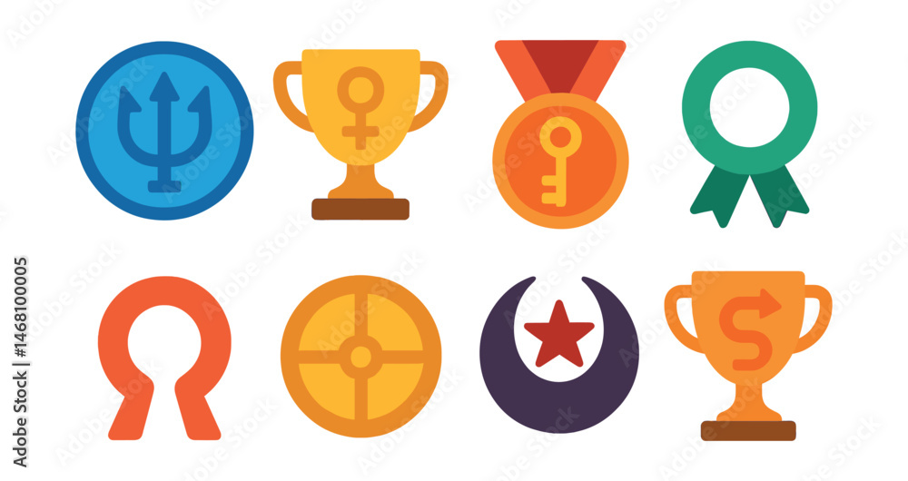 Vetor Flat vector icons of planets in astrology (continued): Neptune ...