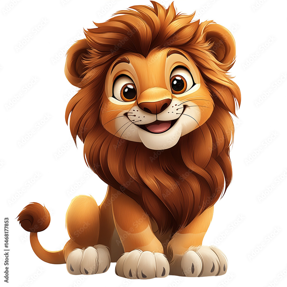 Cartoon lion cub illustration cute animal character design for kids art ...