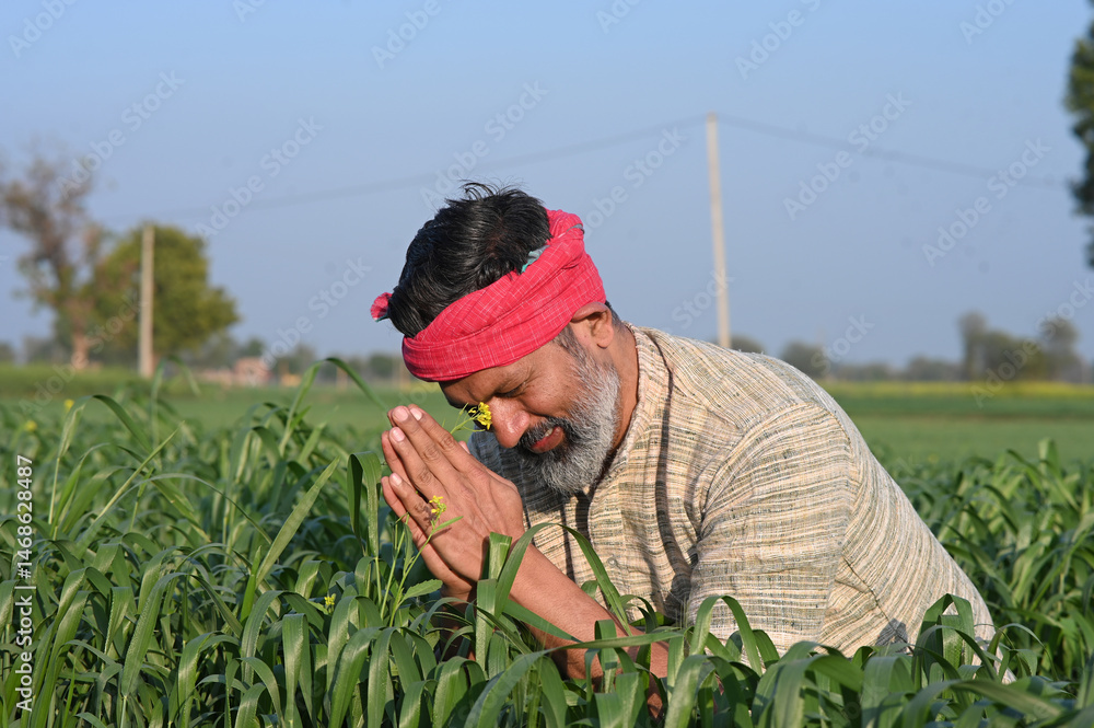 Indian farmer join hands while welcoming farming. Indian farmer showing ...