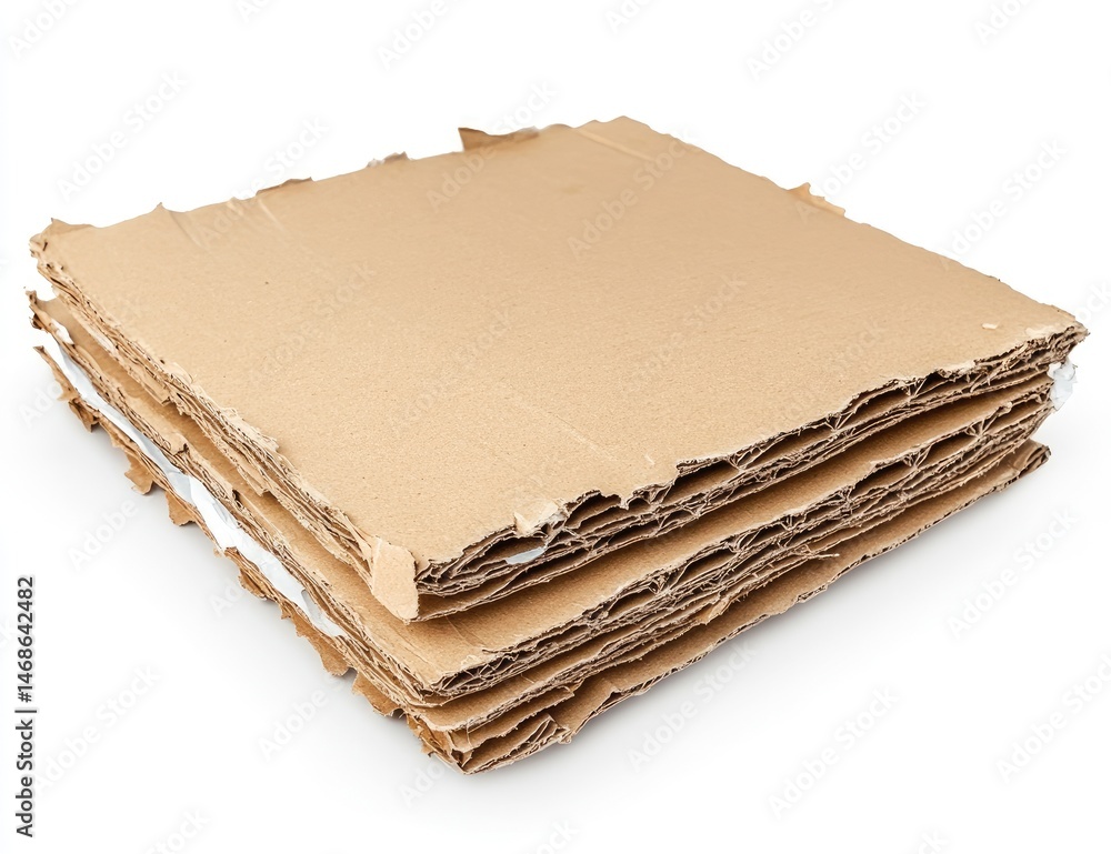 Stack of used cardboard sheets. Layers of recycled brown cardboard ...