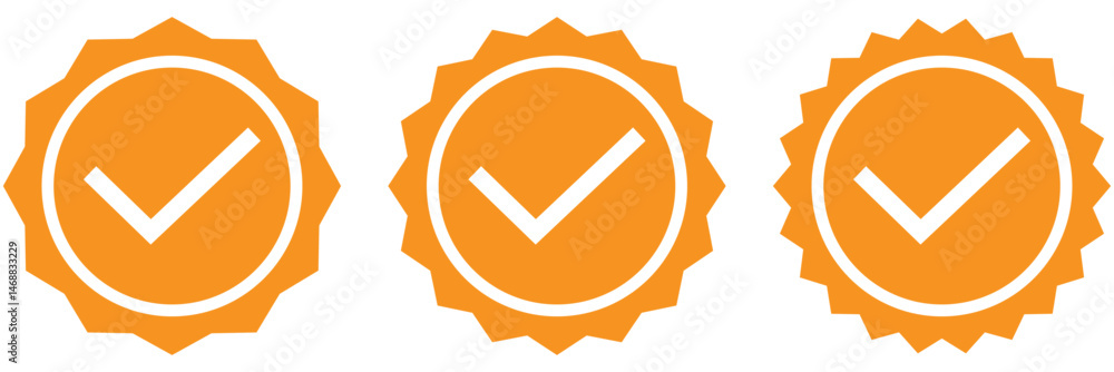 Set of check mark icons. Profile verification icon. Checkmark Facebook ...