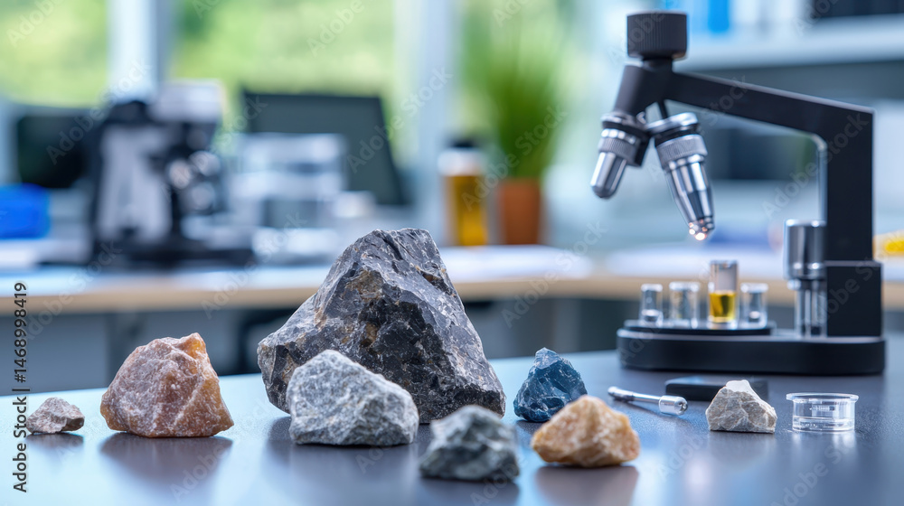 Rock identification kit is displayed on laboratory table, showcasing ...