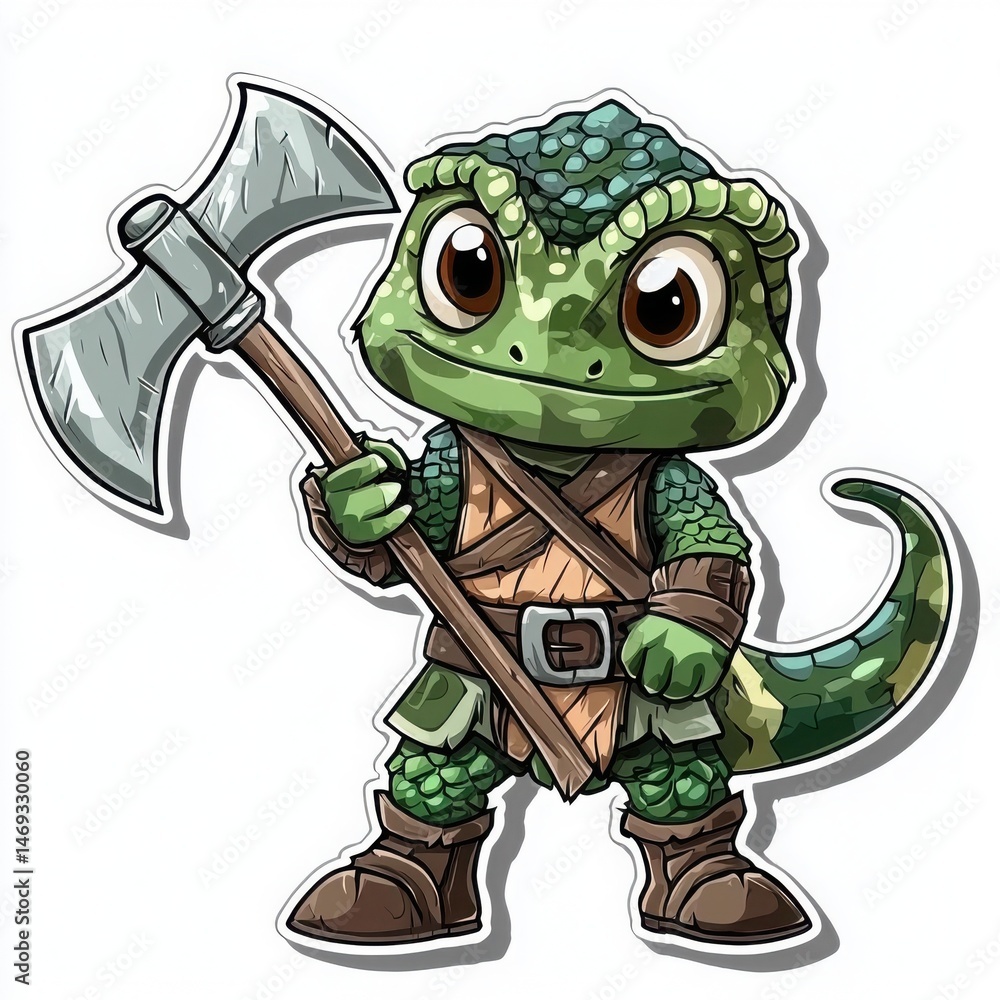 Ilustración de Stock An adorable cartoon character of a lizard holding ...