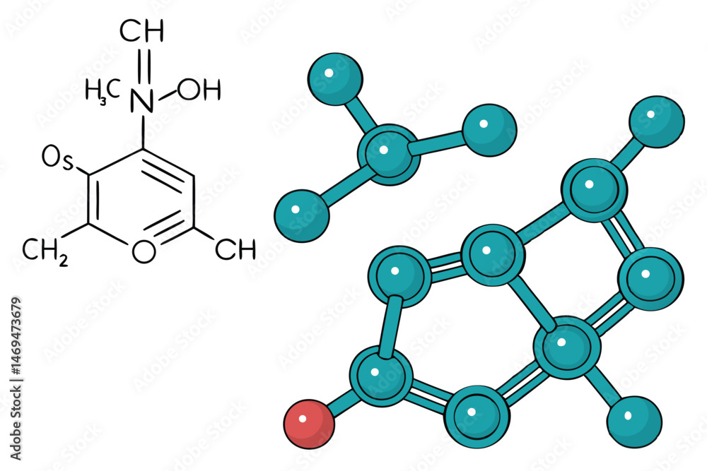 36 molecular structure, chemical diagram, chemical formula, 3D model, hexane molecule, molecular ...
