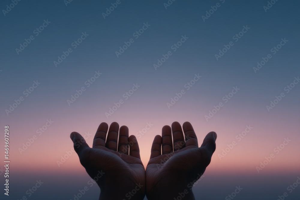 pair of open hands reaching out in gesture of forgiveness against ...