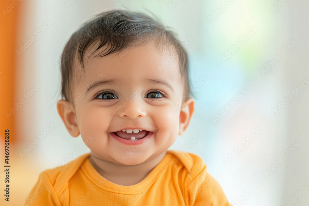 indian luxury baby teething, with only two front teeth on his mouth ...