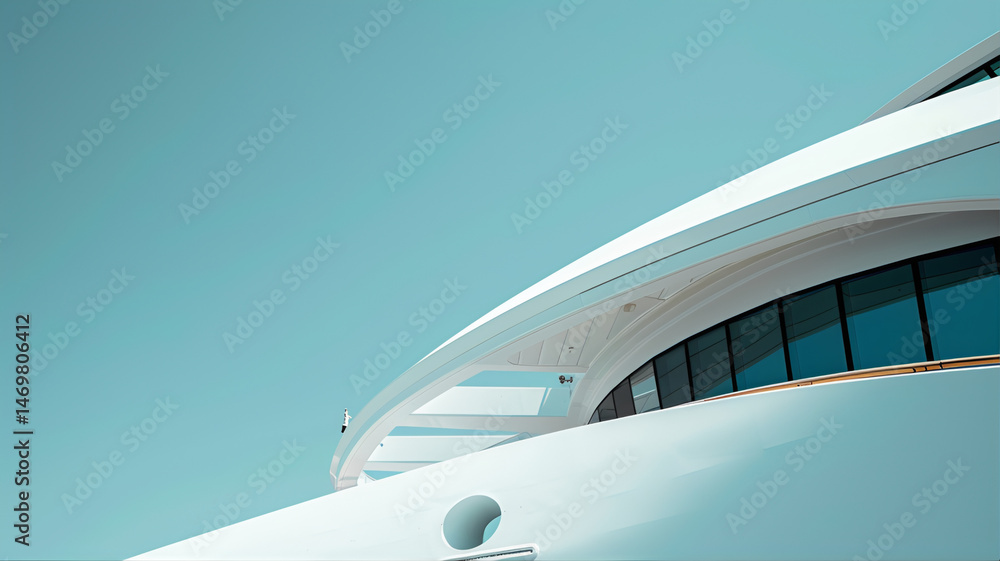 Beautiful ship, luxury yacht passenger ship. Yacht silhouette front and ...