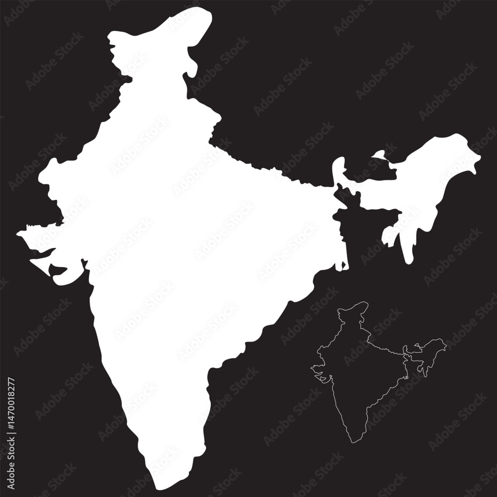 Realistic Indian topographic vector map silhouette design. Vector India ...