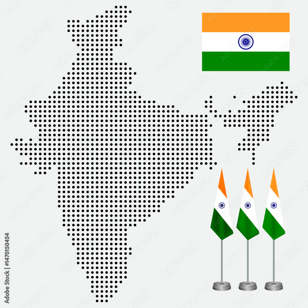 Realistic Indian topographic vector map silhouette design. Vector India map silhouette. India ...