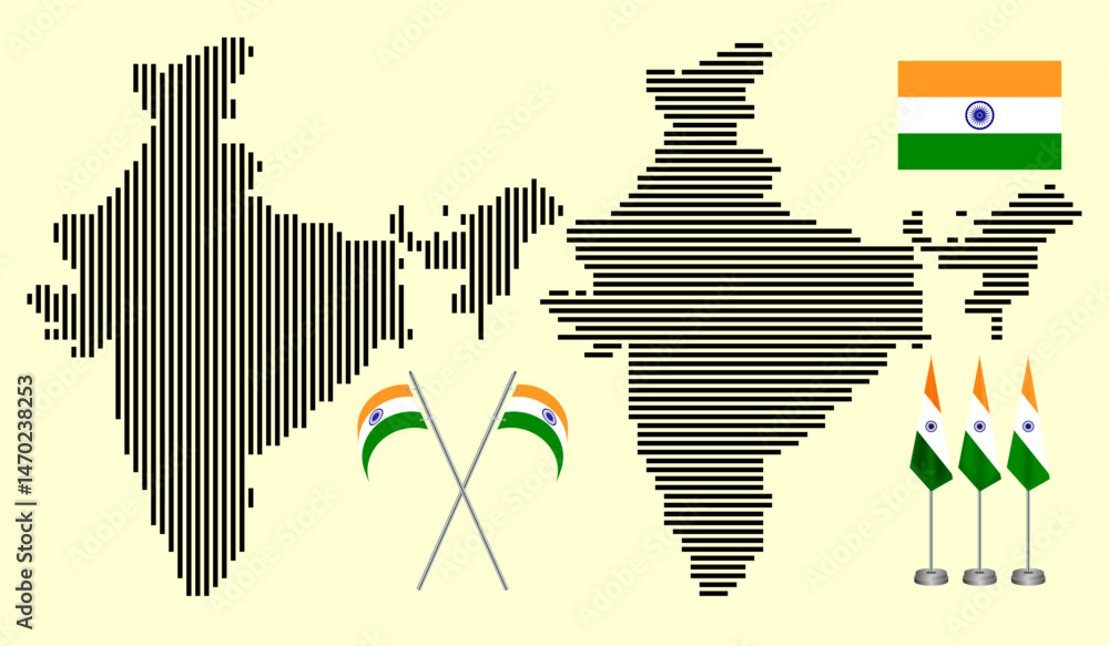 Realistic India line map design. Vector India dotted line map ...