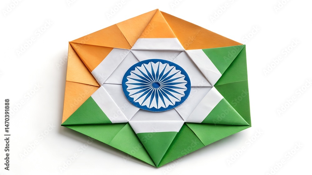 Indian Flag Origami: A meticulously folded origami piece, showcasing ...