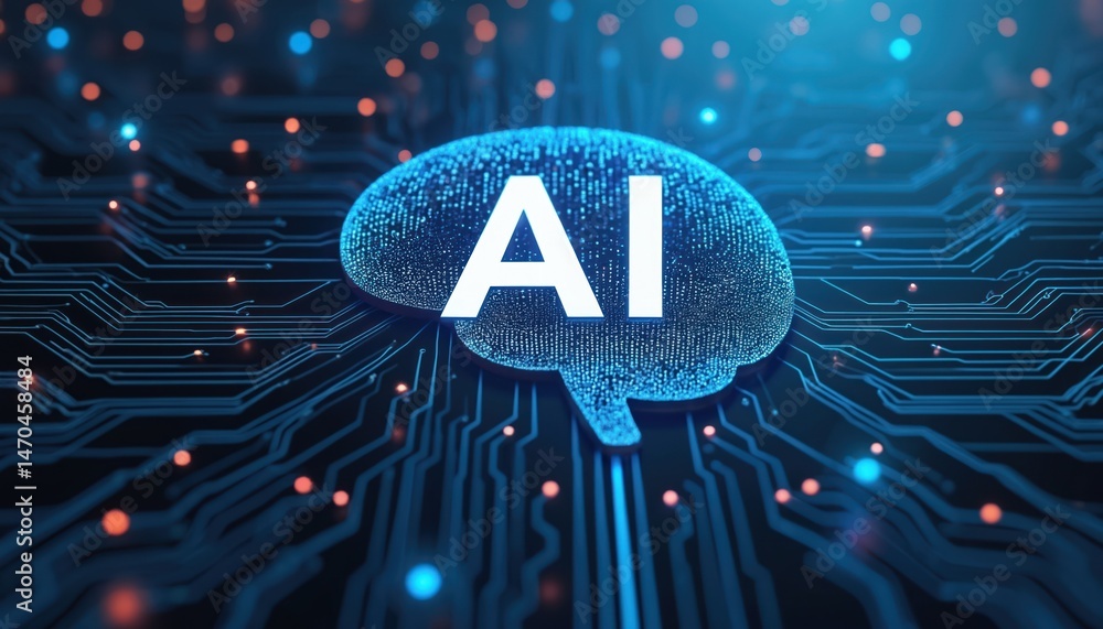 AI brain inside circuit board, AI concept tech. Digital innovation data processing concept ...