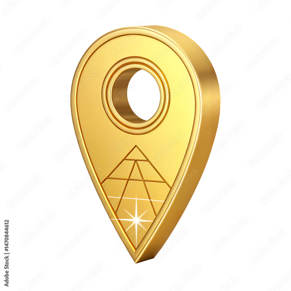 Golden Map Marker: A gleaming, golden map marker, meticulously crafted ...