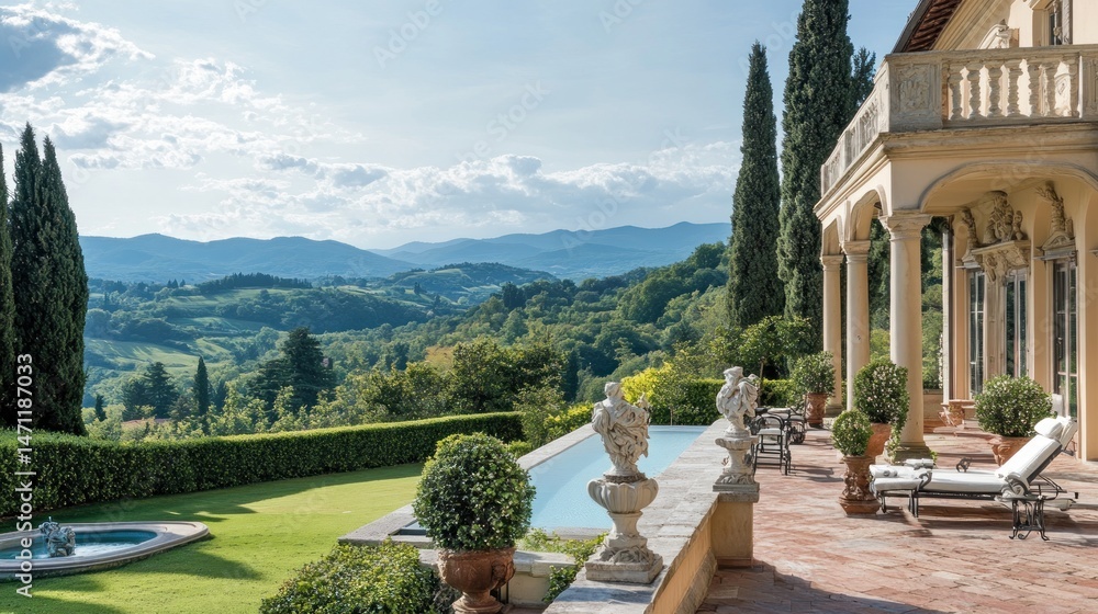 Zdjęcie bez tantiem: Tuscan villa with infinity pool overlooking scenic ...