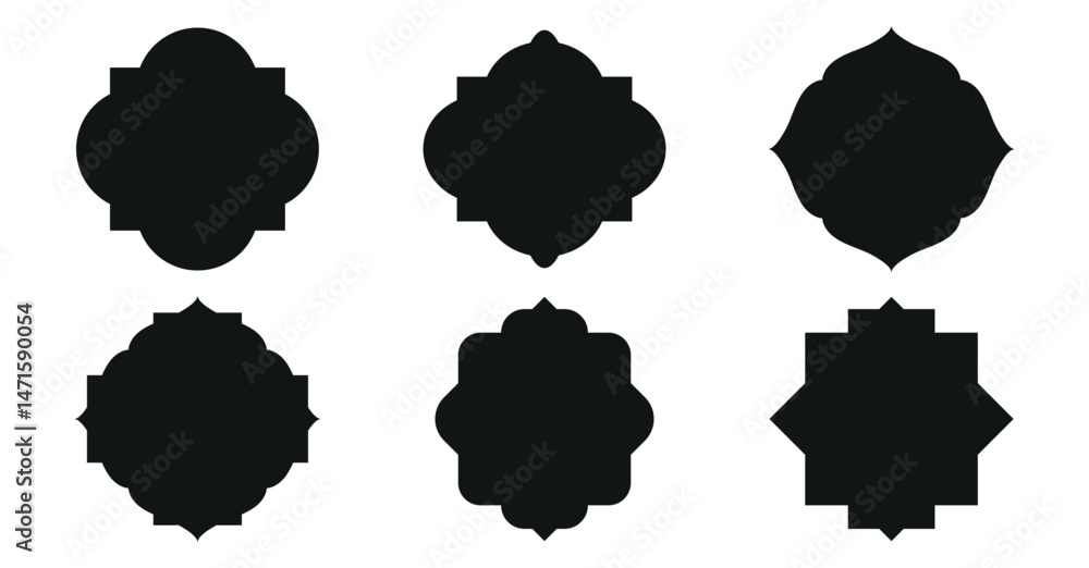 Set of Islamic shape illustration design blank Islamic shape. Arabian ...
