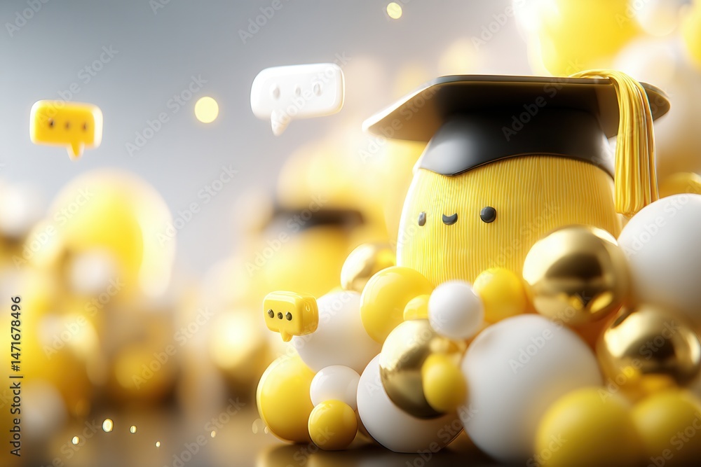 Graduation banner with cap and diploma, editable template, graduation ...