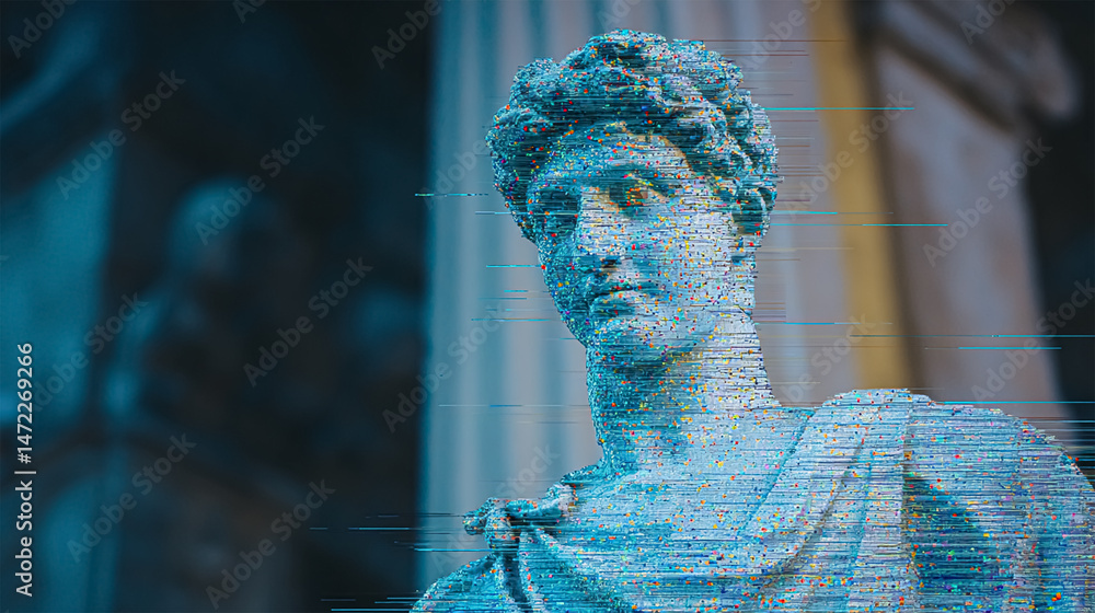 greek god bust portrait from hacker code texture. God Apollo bust ...