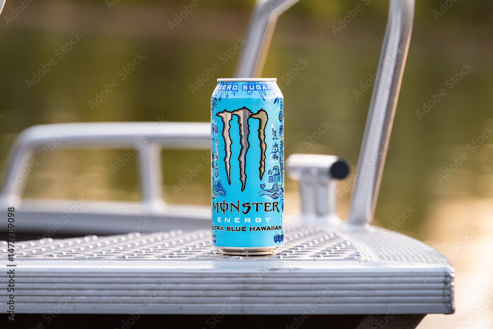 DRESDEN, GERMANY - 22. April 2025: Monster Energy Ultra Blue Hawaiian ...