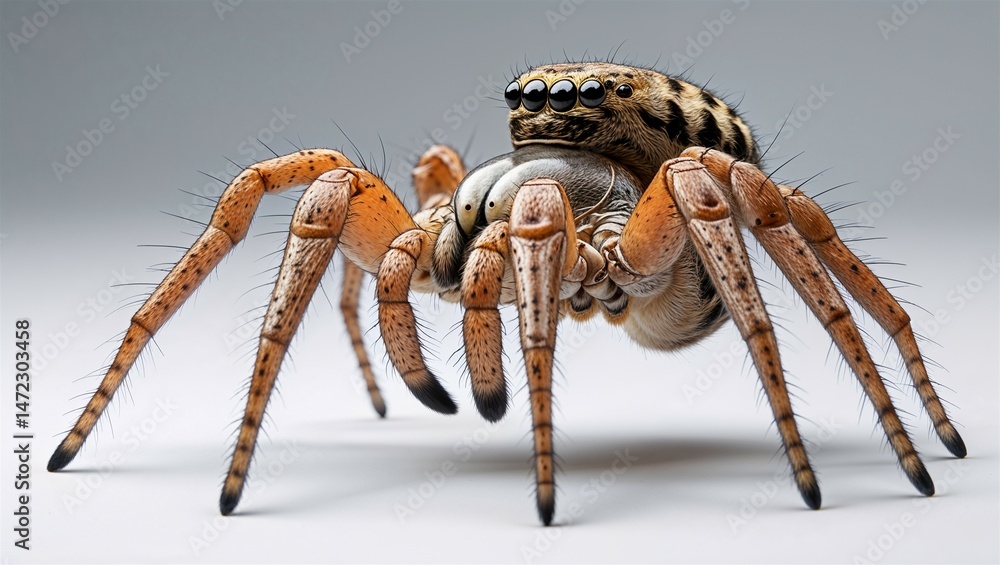 Side profile of camel spider with long legs and open mandibles, fully ...