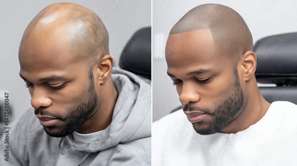 Scalp Micropigmentation Before/After, Male Side Profile with Thinning ...