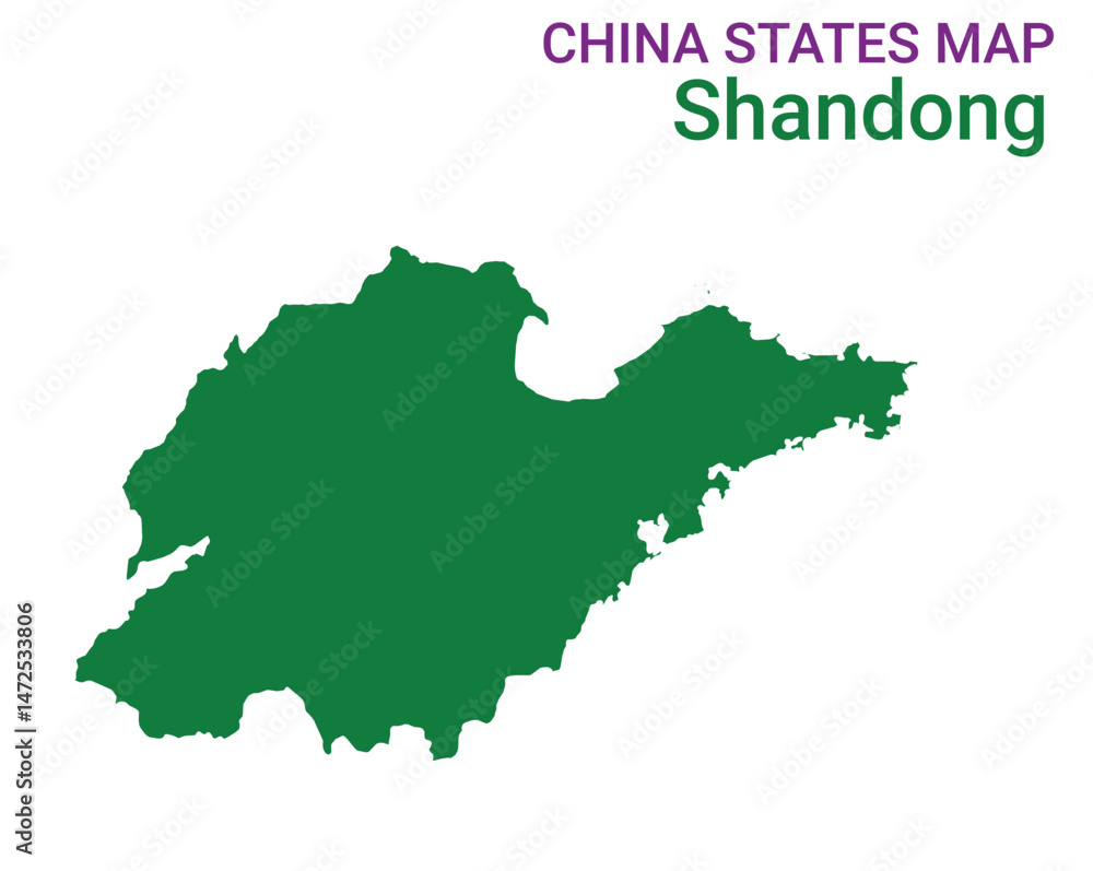 High detailed map of Shandong vector illustration. Outline Shandong ...
