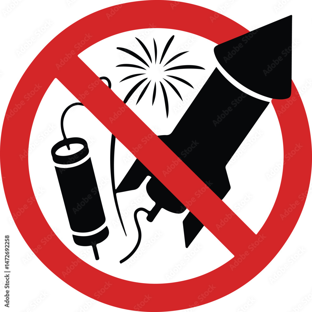 No Fireworks Sign, Vector Illustration Stock Vector | Adobe Stock
