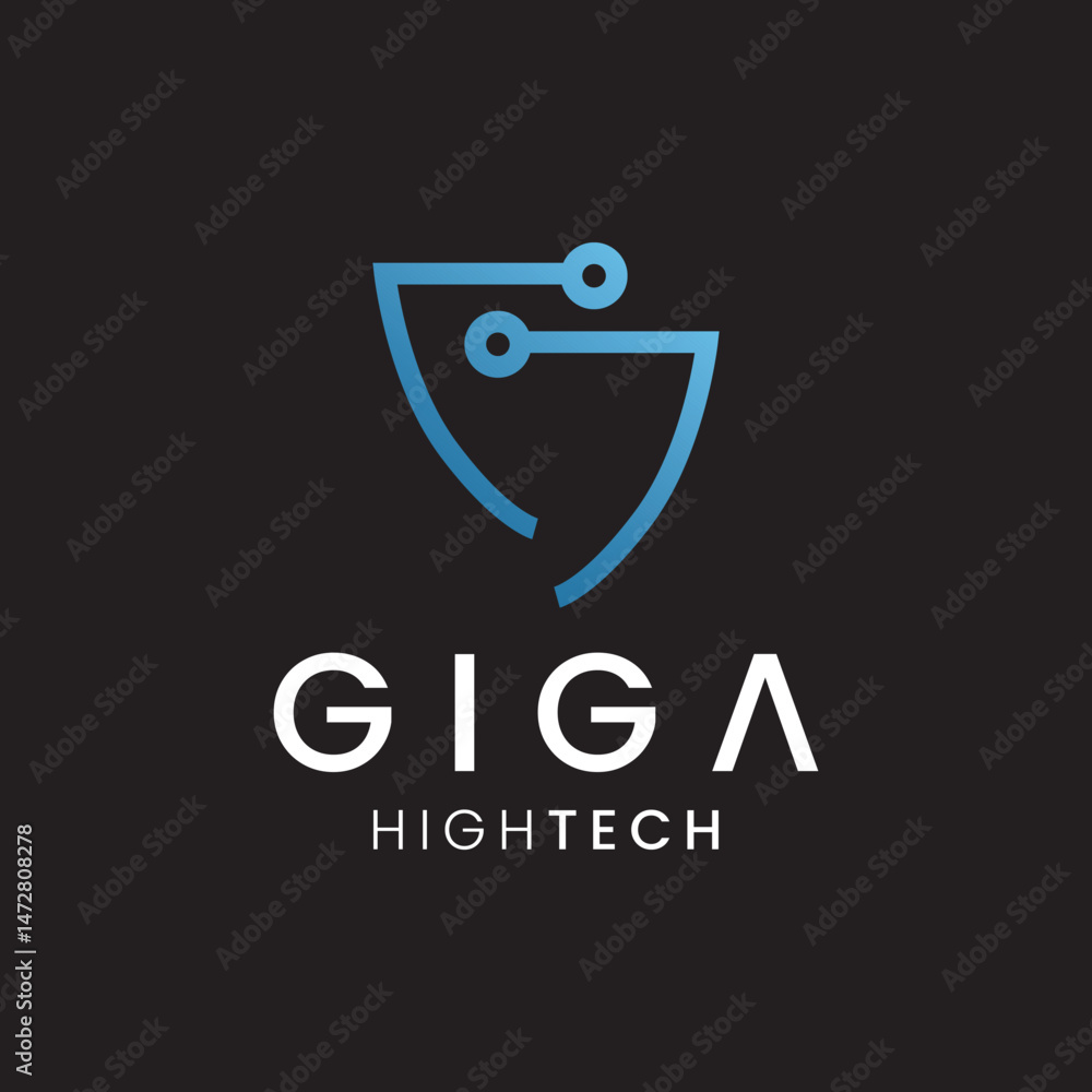 Giga Hightech Modern Shield Logo Design, Tech Minimalist Icon Stock ...