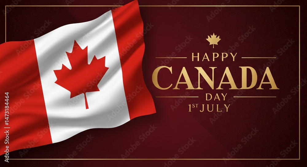 Illustration Stock Canada Day Celebration Design with Waving Canadian ...