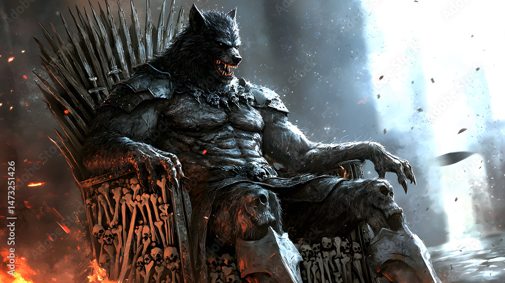 A Massive Werewolf King Sitting On A Throne Made of Bo 6b6745ee 621e ...