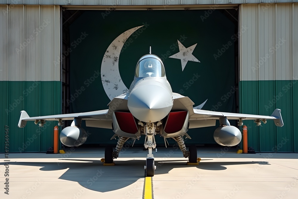 Foto de Stock Pakistani Fighter Jet in Military Hangar – Symbol of ...
