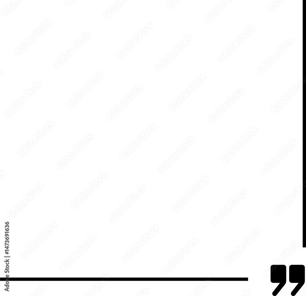 Quote box frame icon set. Monochrome simple horizontal frame. Quotes ...