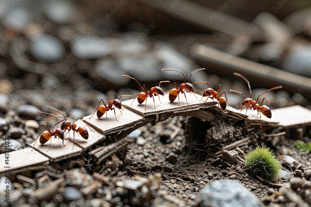 Ants Working Together to Construct a Bridge from Natural Materials ...