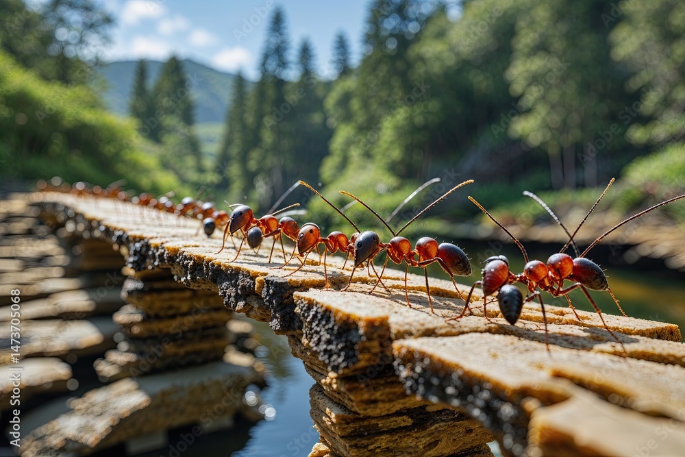 Ants Working Together in Nature's Bridge Building Teamwork Stock ...