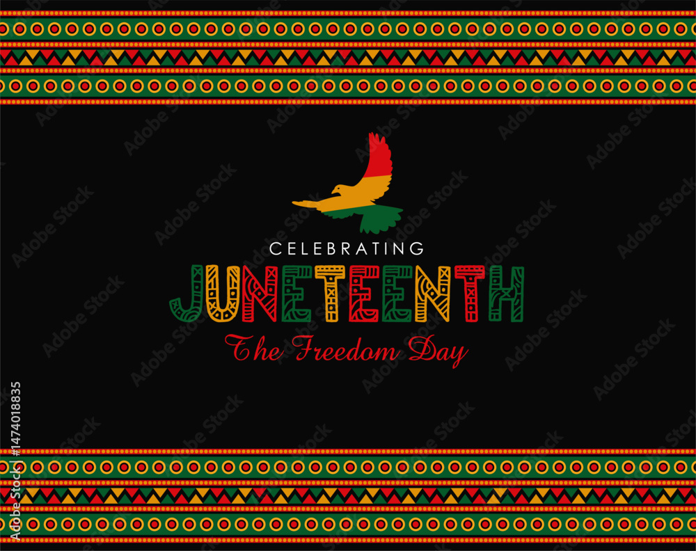 Happy Juneteenth freedom day 2025 background design. African pattern ...