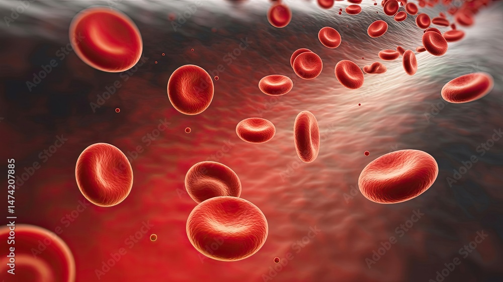 Red Blood Cells Flowing in Blood Vessel, Depth of Field View of ...